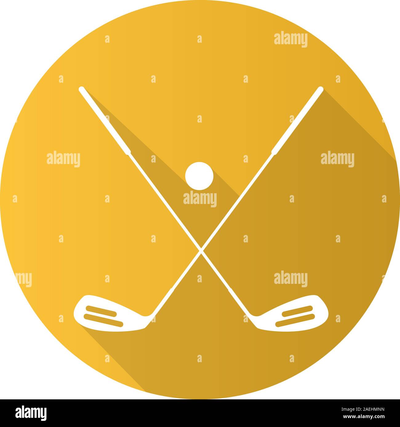 Golf ball and clubs. Flat design long shadow icon. Golf equipment ...