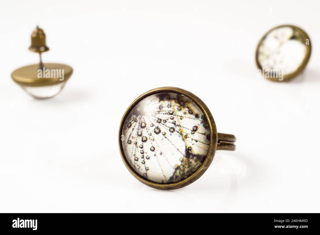 Macro of jewelry set isolated on white background Stock Photo - Alamy