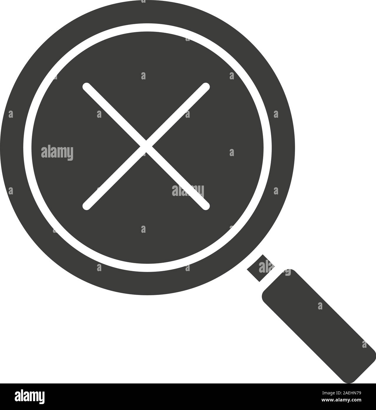 Search cancel glyph icon. Silhouette symbol. Magnifying glass with ...