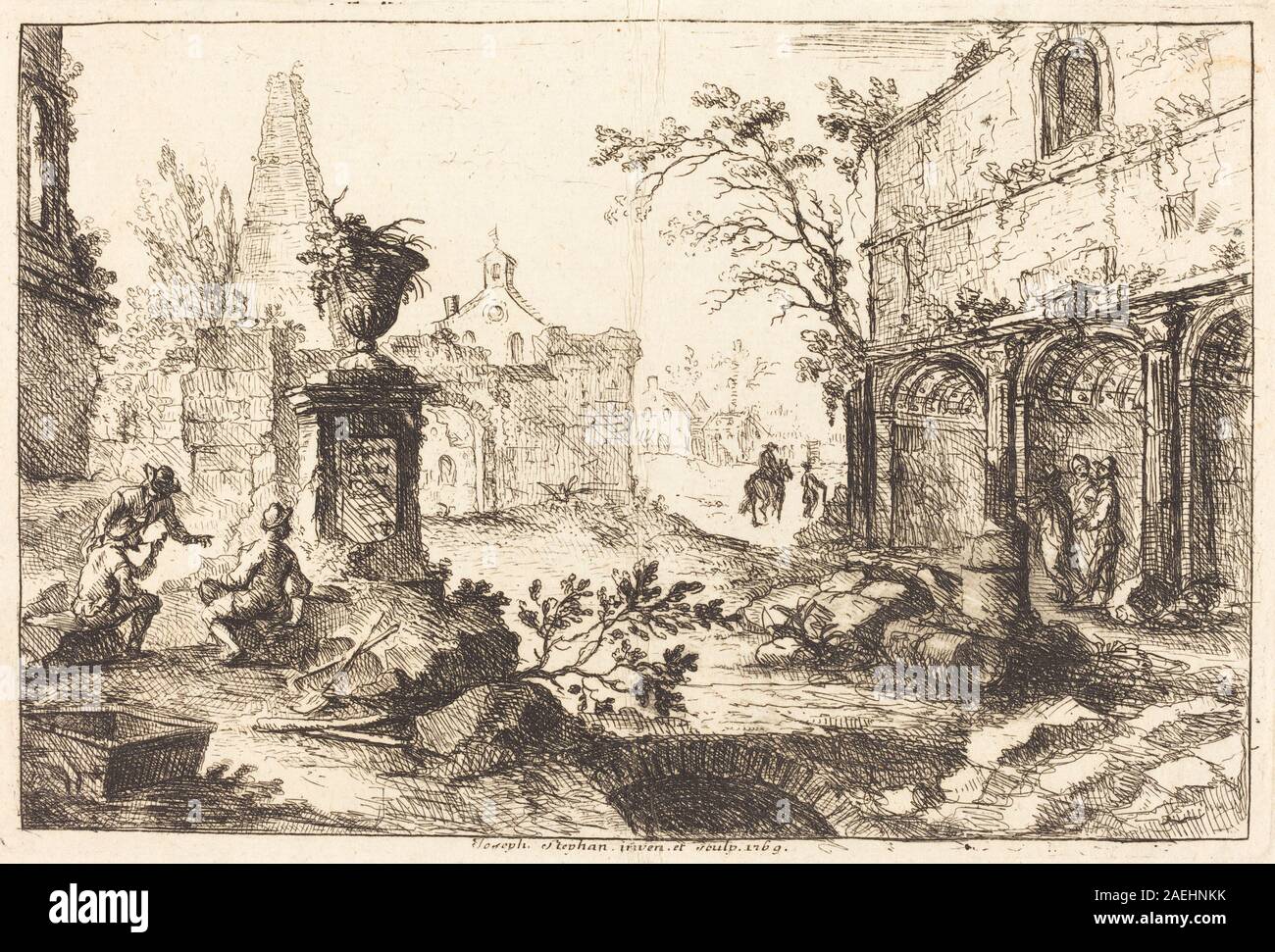 A painting by Joseph Stephan from 1769 depicting a fantastical ...