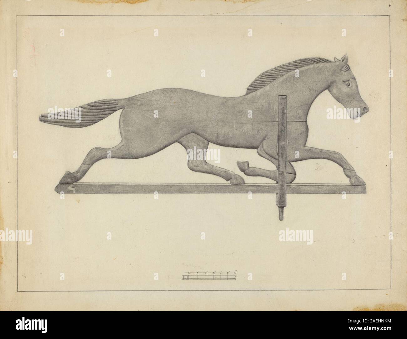 A weather vane created by Joseph Stonefield around 1937, showing metal ...