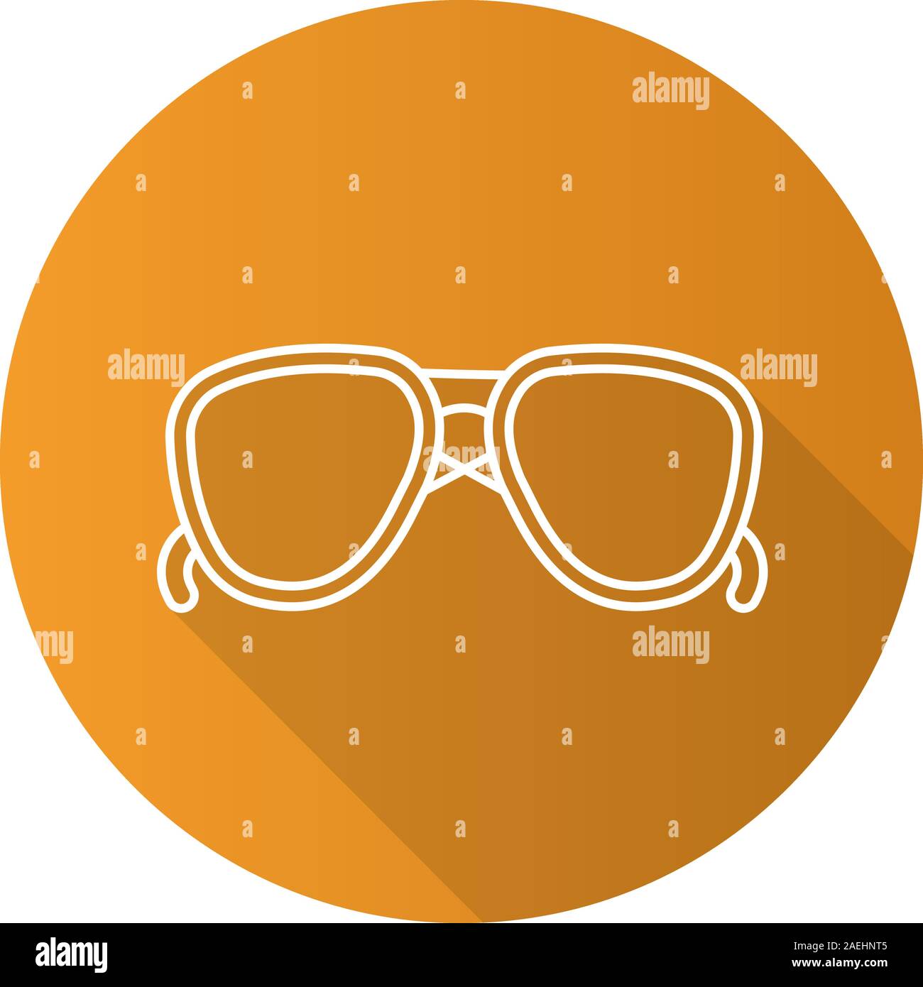 Sunglasses flat linear long shadow icon. Aviators. Vector line symbol ...