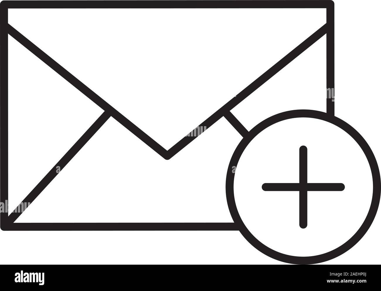 Add email linear icon. Thin line illustration. Email letter with plus ...