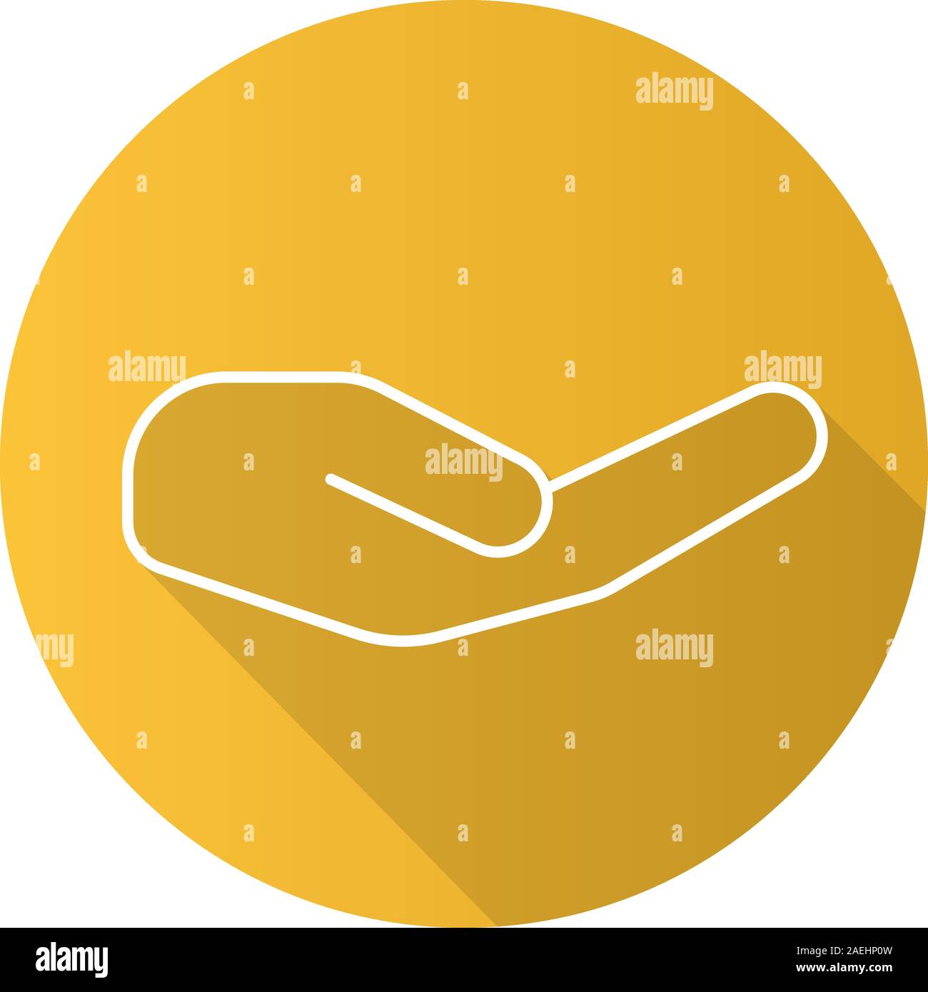 Begging hand gesture. Flat linear long shadow icon. Outstretched cupped ...