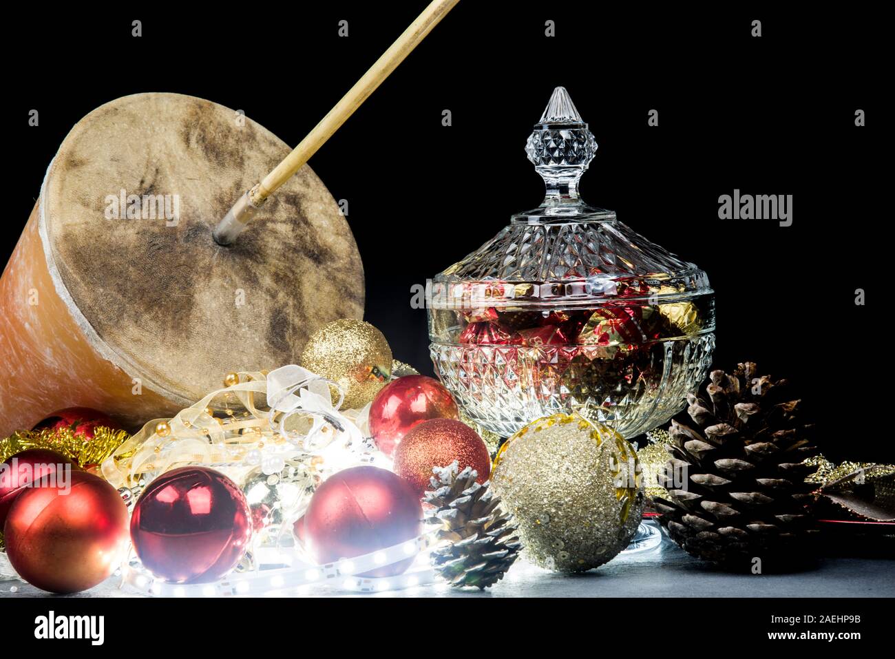 zambomba, Spanish popular musical membrane at Christmas and ornaments ...