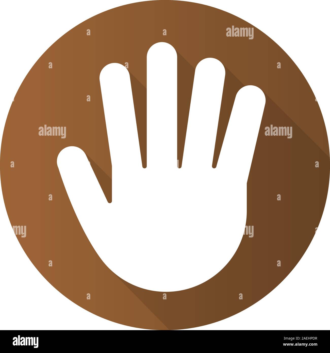 Palm flat design long shadow icon. Stop, greeting and high five hand ...