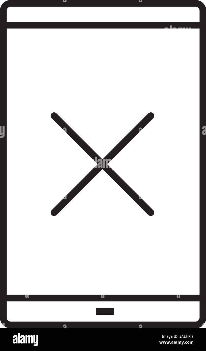 Smartphone cancel linear icon. Thin line illustration. Smart phone with ...