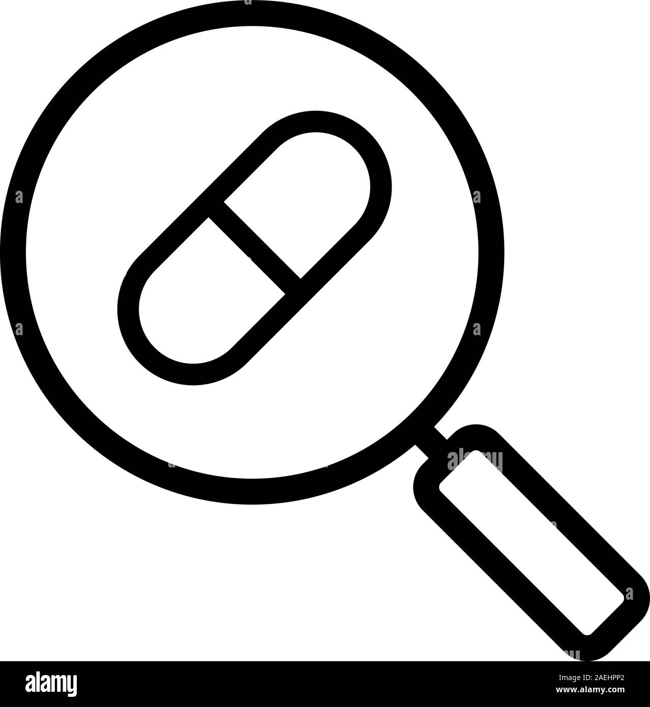 Drugstore and medicine search linear icon. Thin line illustration ...