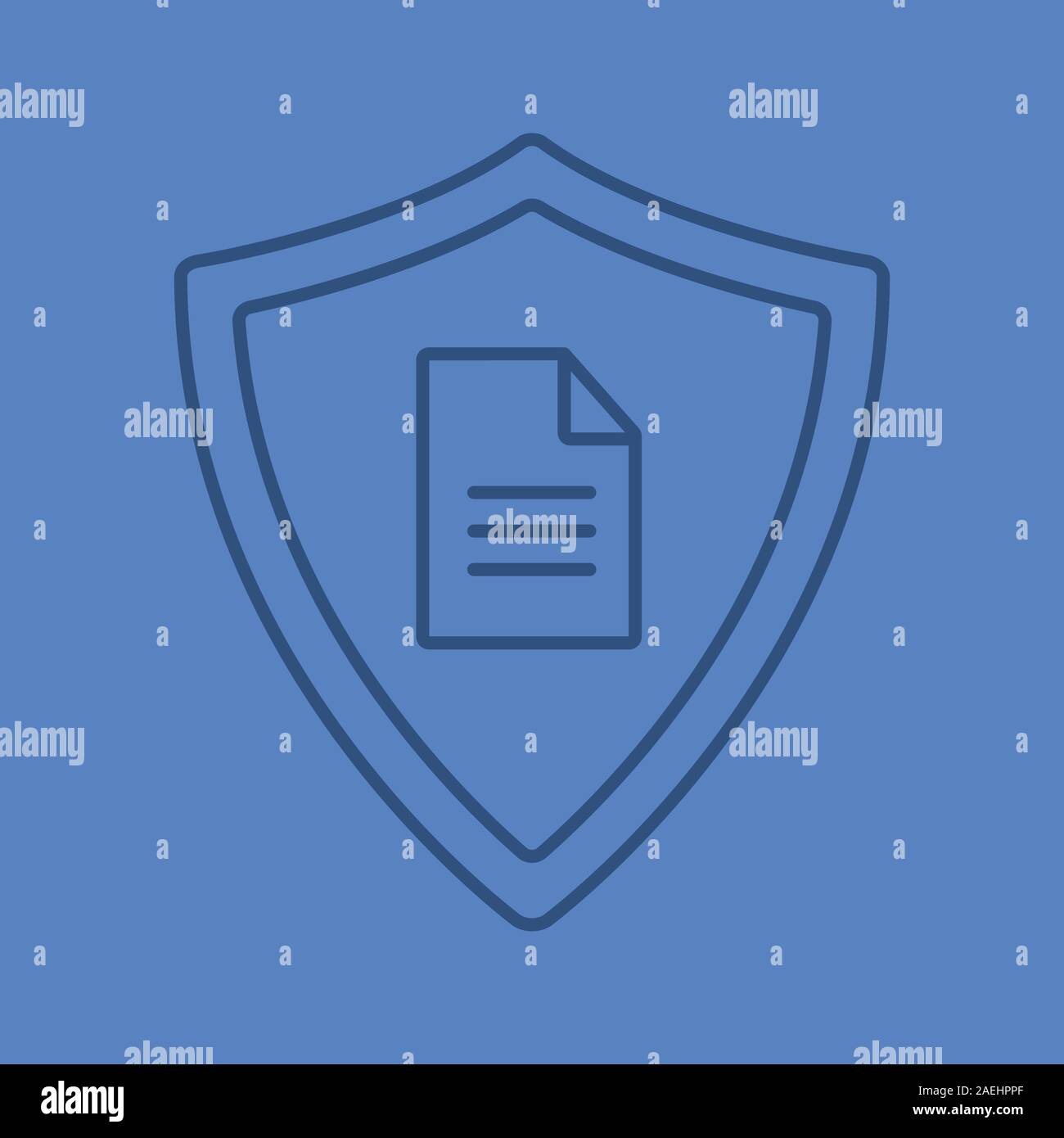 Personal document security color linear icon. Protection shield with ...