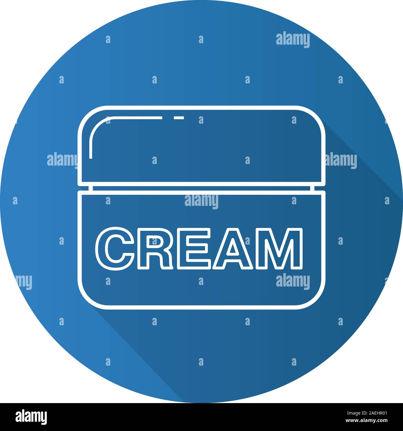 Face cream jar flat linear long shadow icon. Cosmetics. Vector line ...