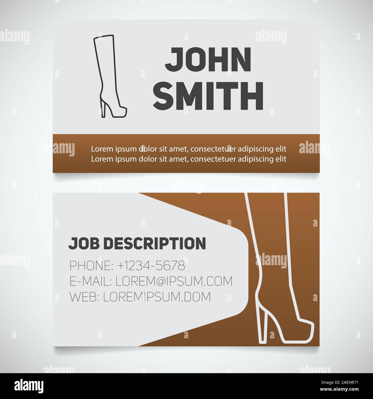 Business card print template with high boot logo. Women's footwear shop ...