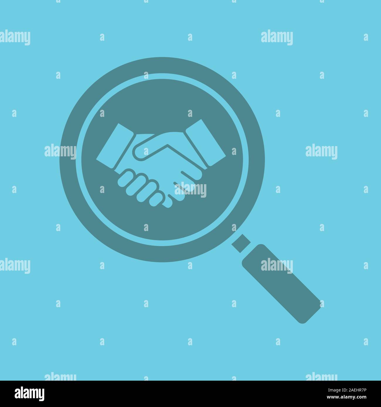 Business partner search glyph color icon. Silhouette symbol. Magnifying ...