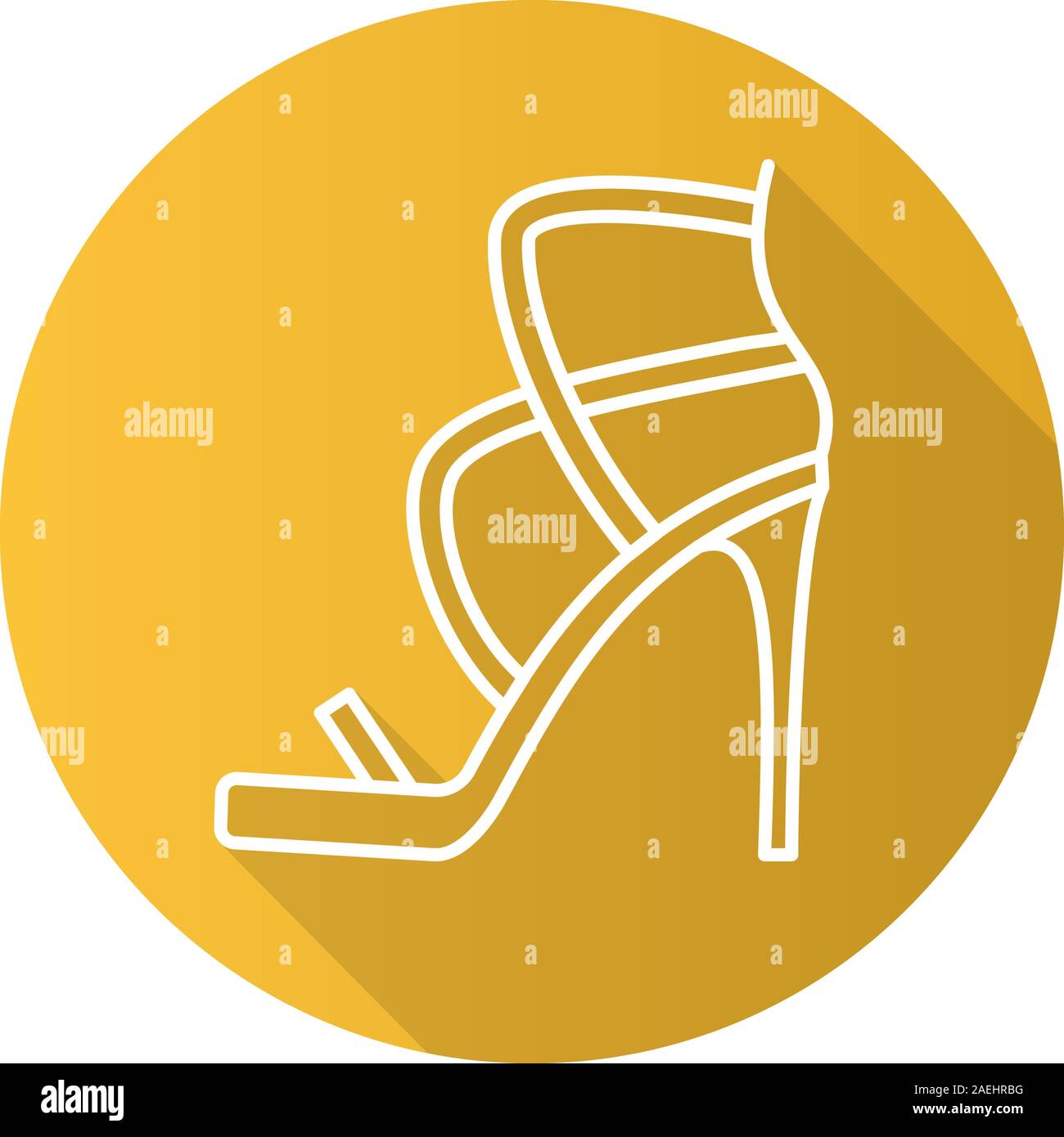 High heel shoe flat linear long shadow icon. Vector line symbol Stock ...
