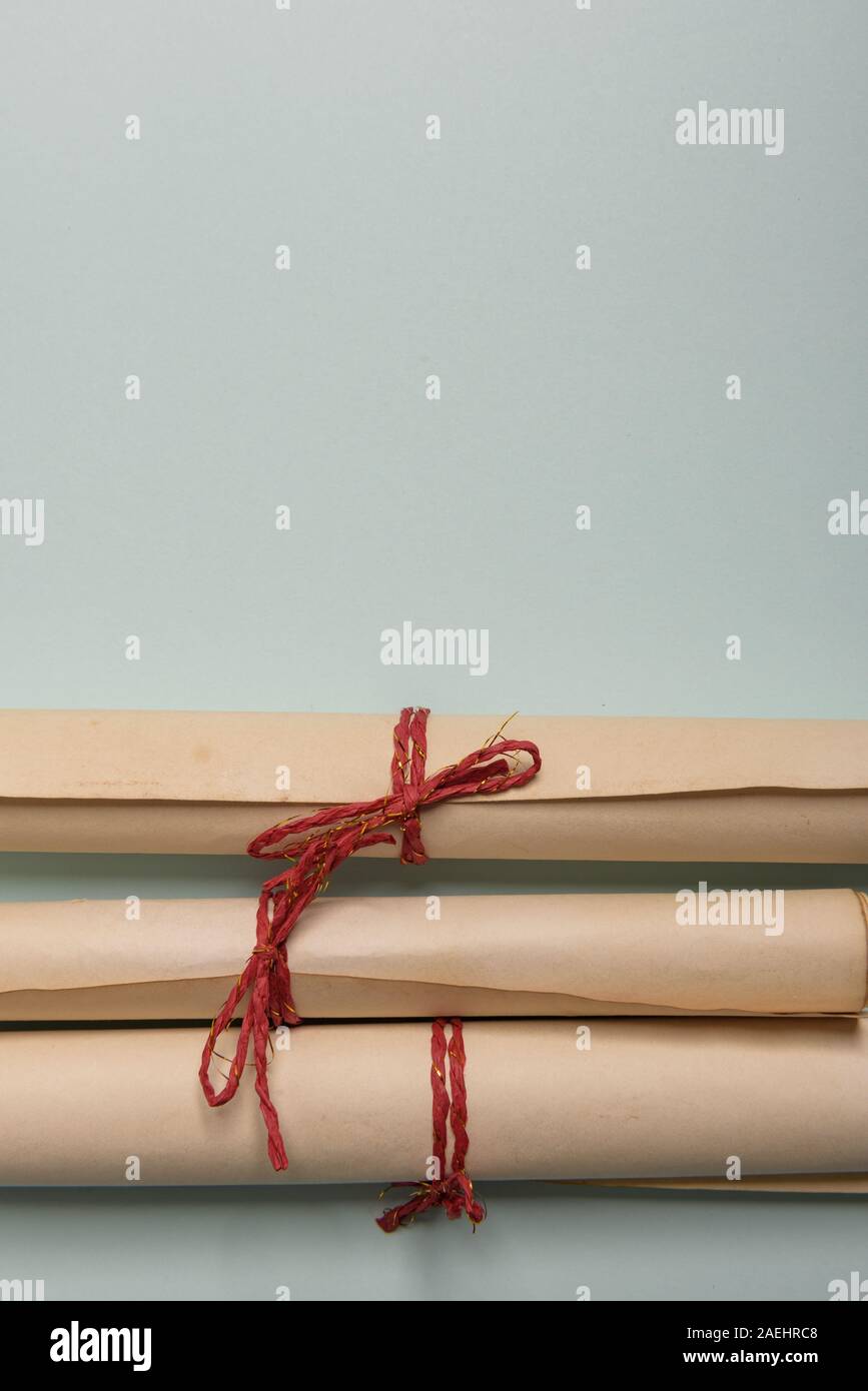 old tied up letters for Santa Claus, view from above Stock Photo - Alamy