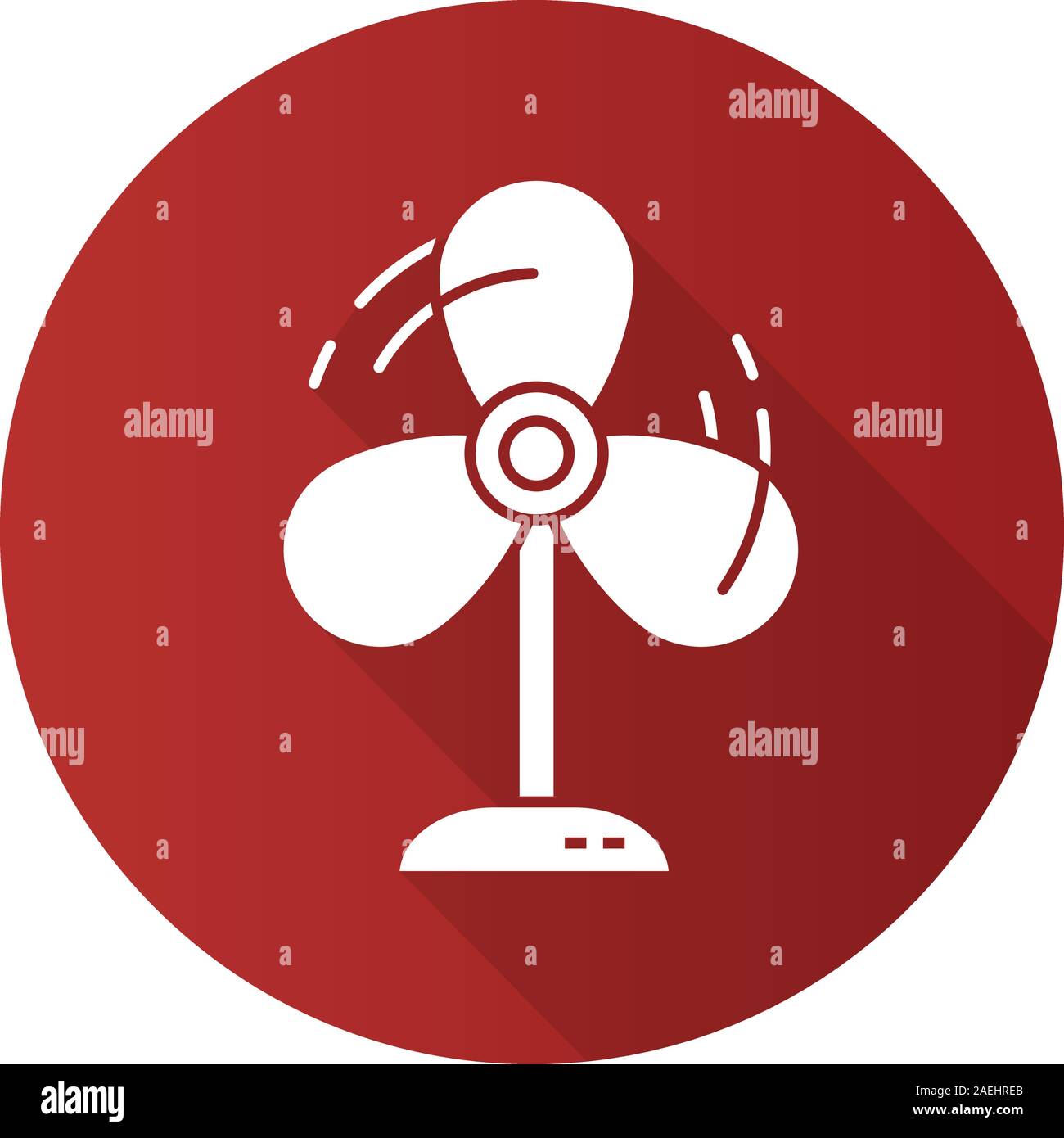 Fan flat design long shadow icon. Ventilator. Vector silhouette symbol ...