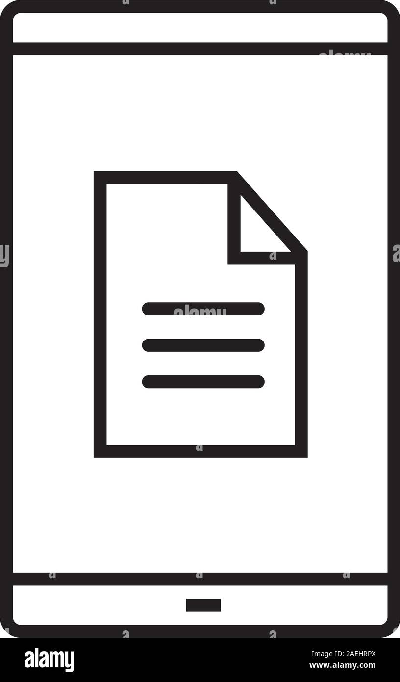 Smartphone document linear icon. Thin line illustration. Smart phone ...