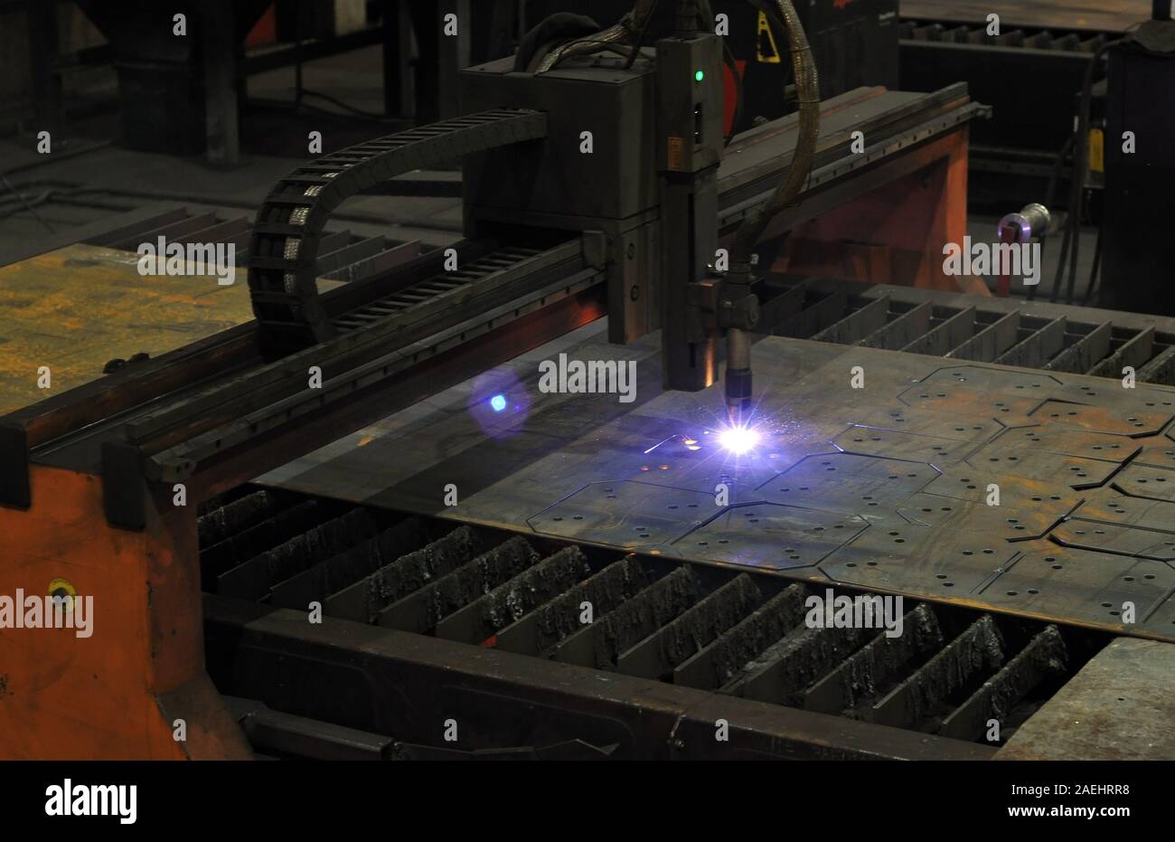 Metal cutting. The process of cutting metal using plasma cutting ...