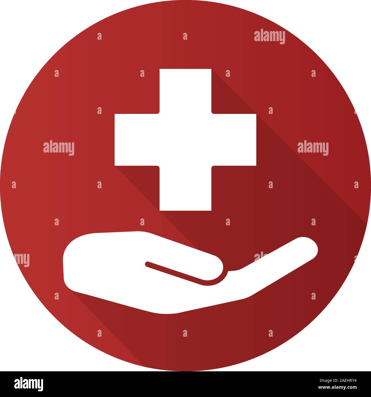 Medical Care Flat Design Long Shadow Icon Hand Holding Medical Cross