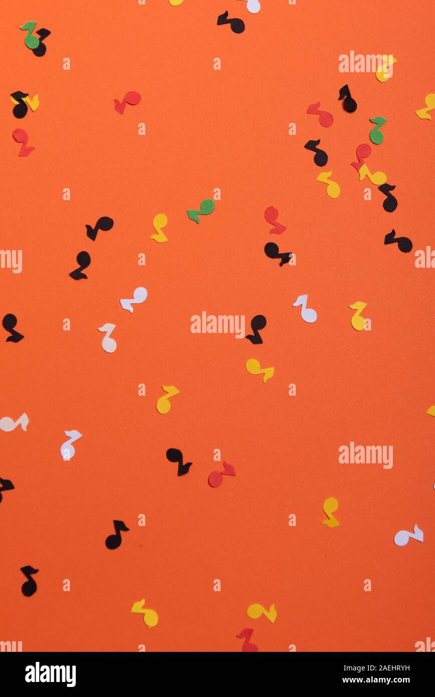 Paper colorful music notes background. View above Stock Photo - Alamy
