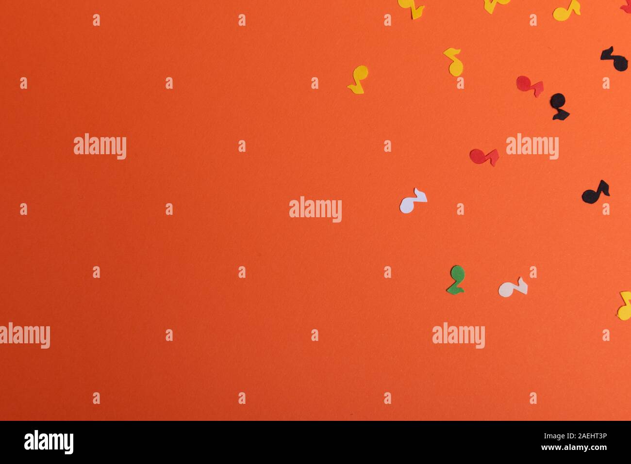 Paper colorful music notes background. View above Stock Photo - Alamy