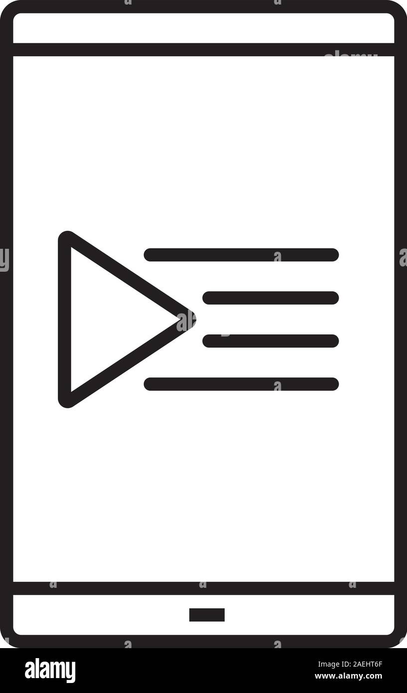 Smartphone playlist linear icon. Thin line illustration. Smart phone ...