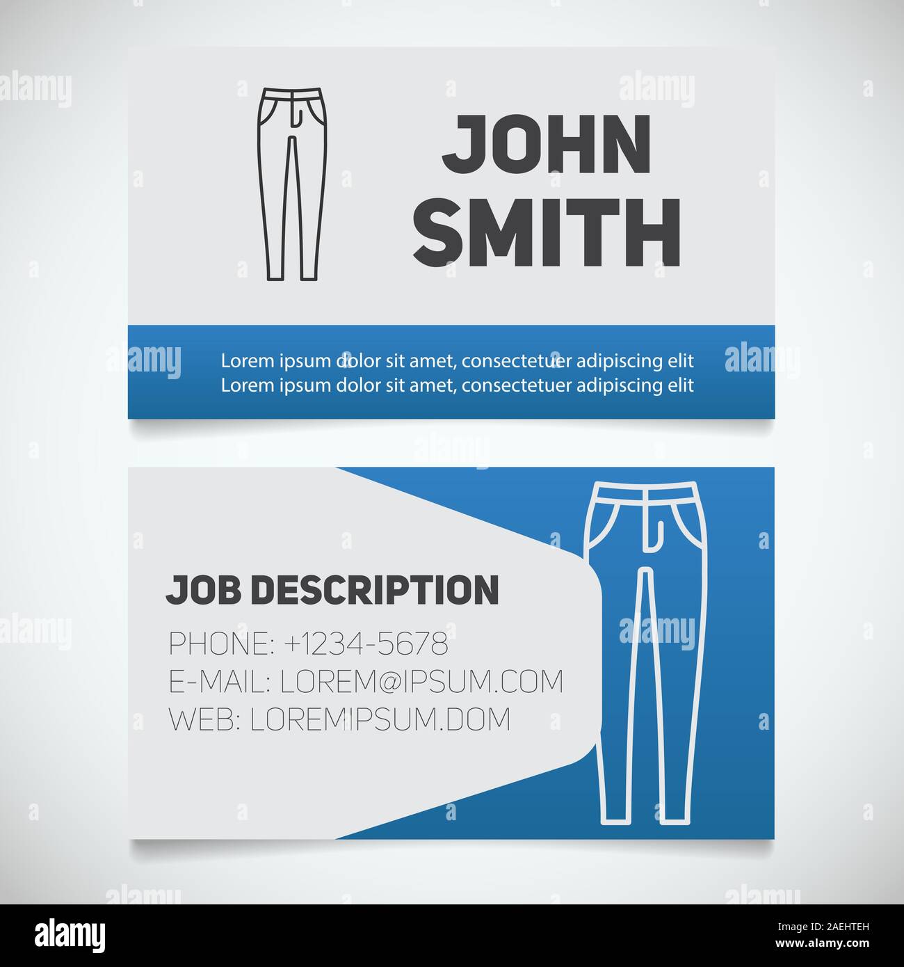 Business card print template with skinny jeans logo. Women's pants shop ...
