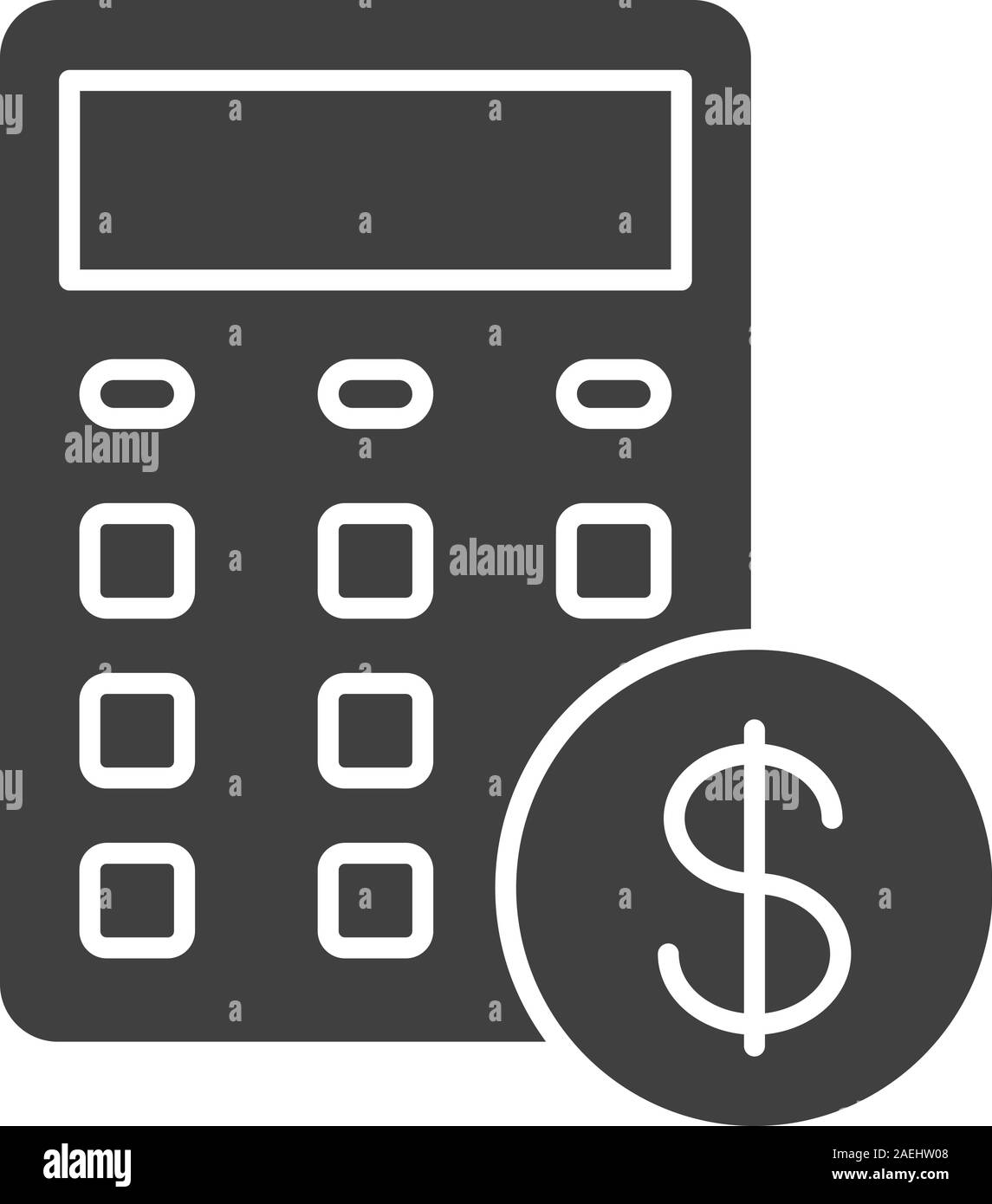 Calculations glyph icon. Accounting silhouette symbol. Calculator with ...