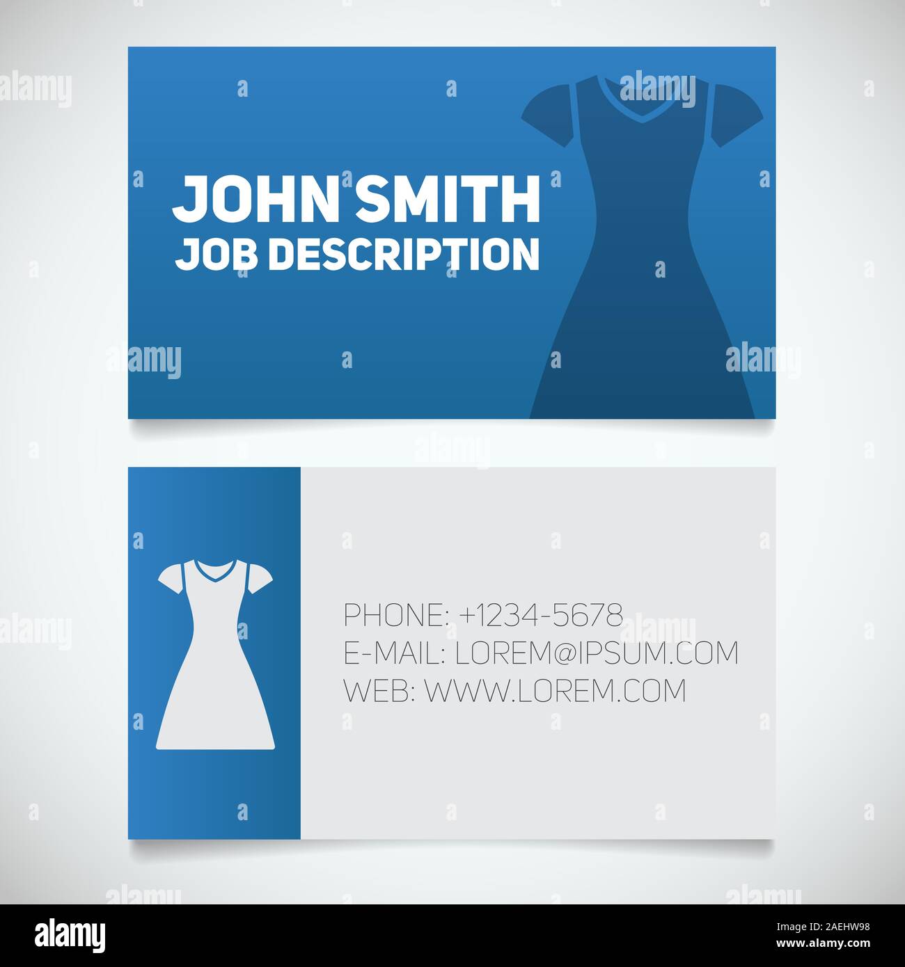 Business card print template with sun frock logo. Women's dresses shop ...