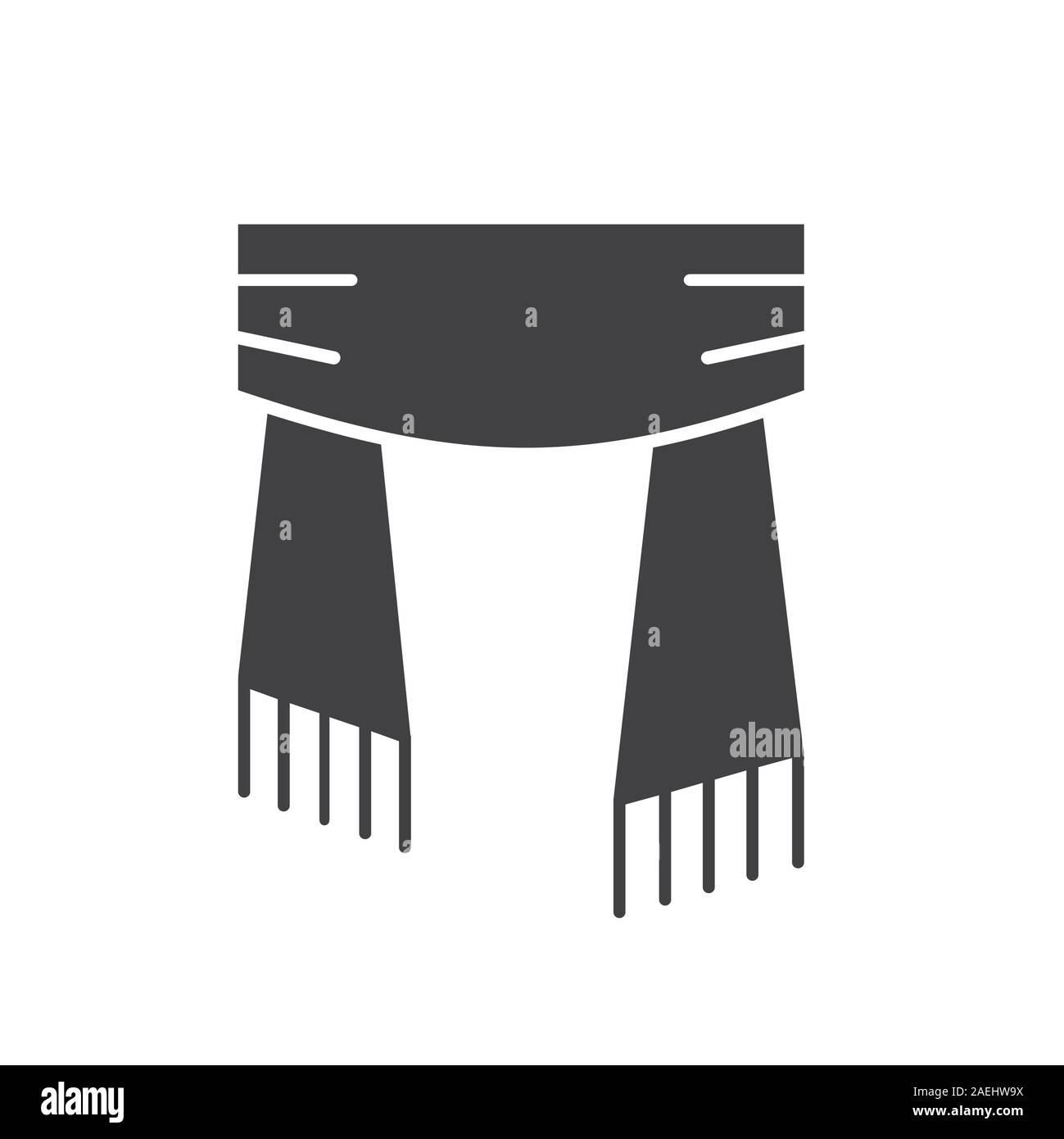 Scarf glyph icon. Silhouette symbol. Negative space. Vector isolated ...