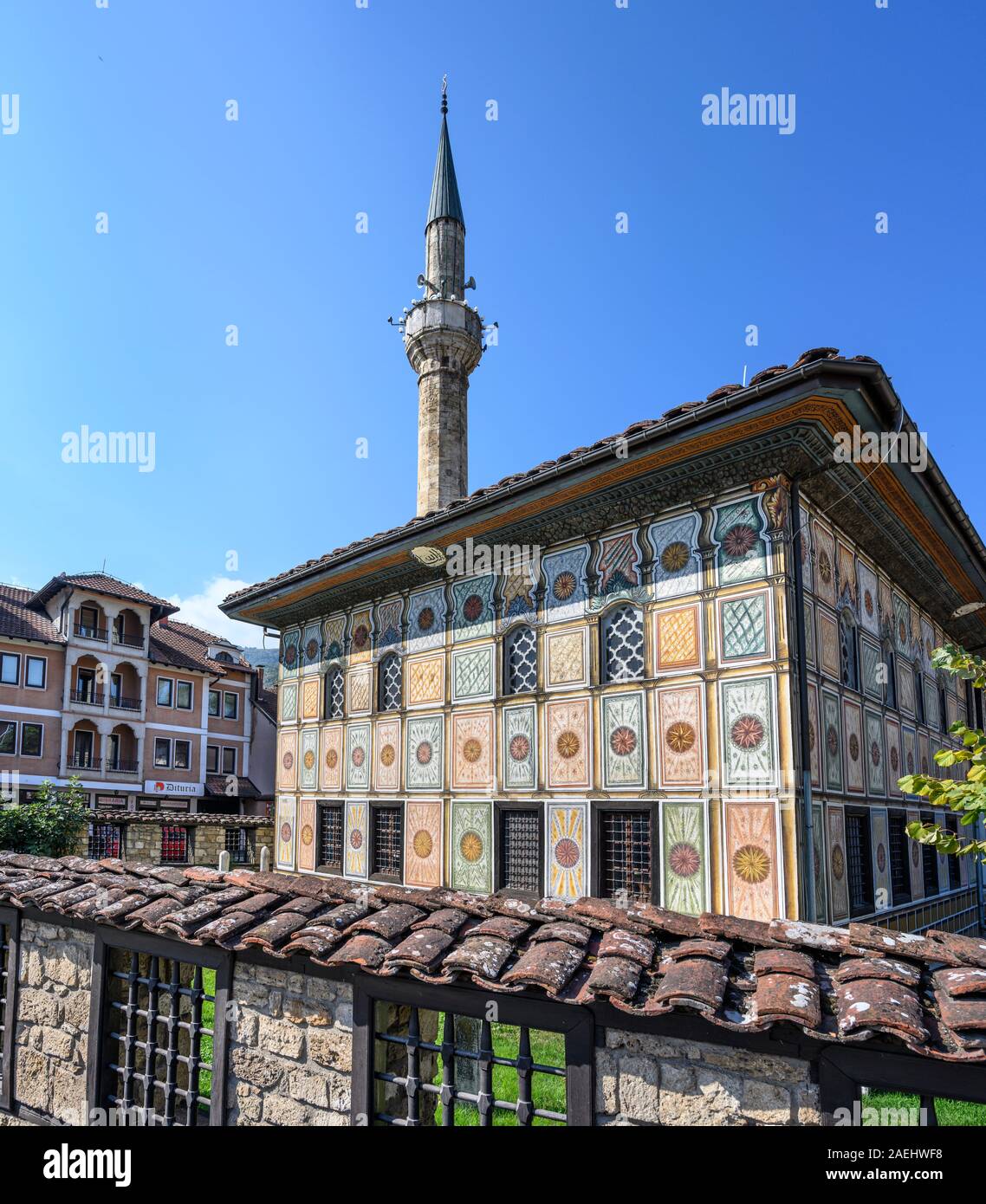 The Šarena Mosque or decorated/painted mosque originaly built in 1438 ...