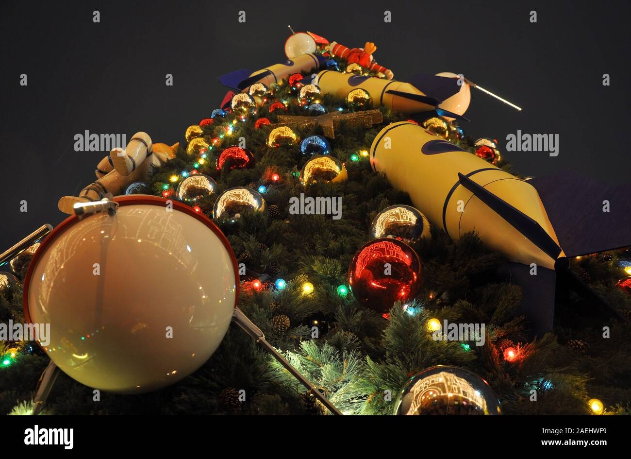 New Year's and Christmas. Christmas tree decorations. Cosmos theme ...