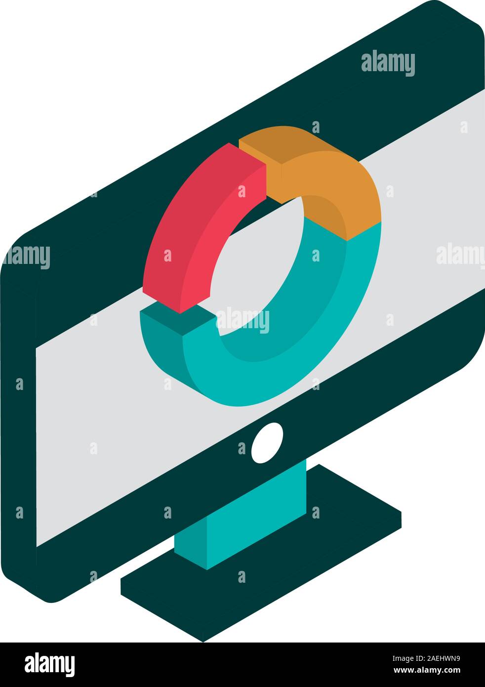 computer report chart advertising commerce marketing icon isometric ...