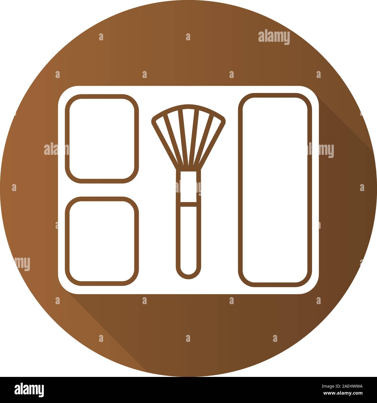 Blusher flat design long shadow icon. Blusher box with brush. Vector ...