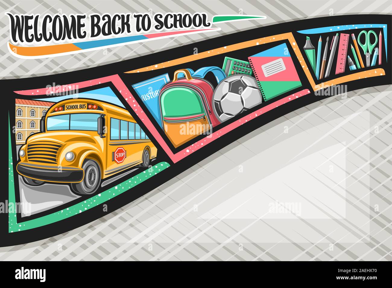 Vector layout for School with copy space, original brush lettering for ...