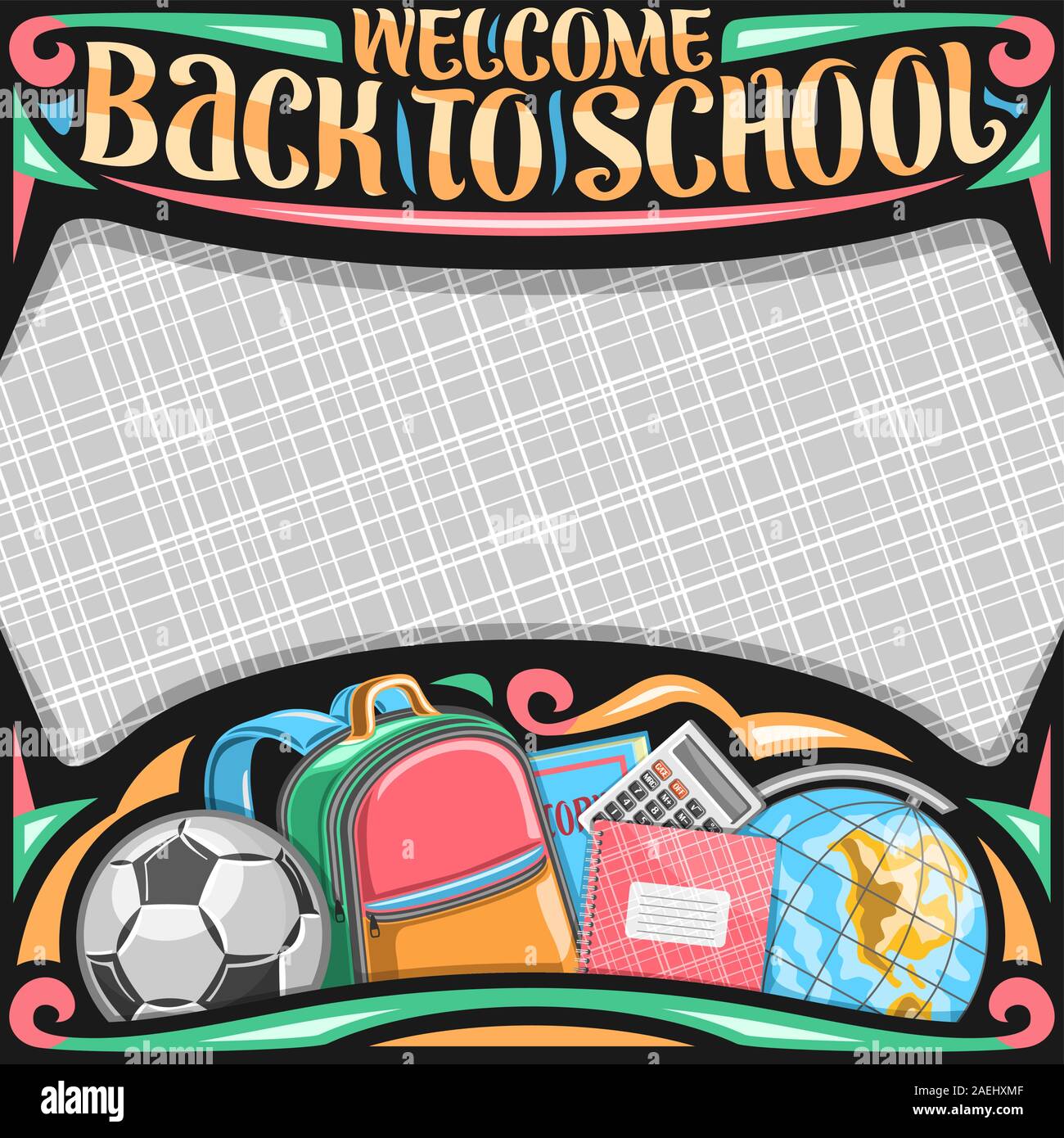 Vector poster for School with copy space, original brush lettering for ...