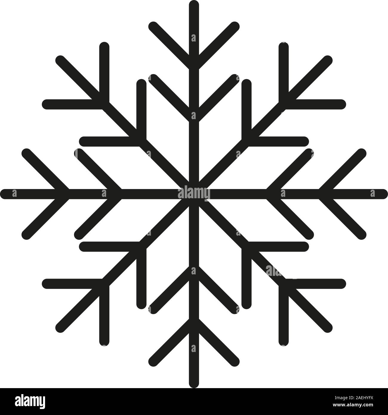 Snowflake icon. Flat vector illustration in black on white background ...