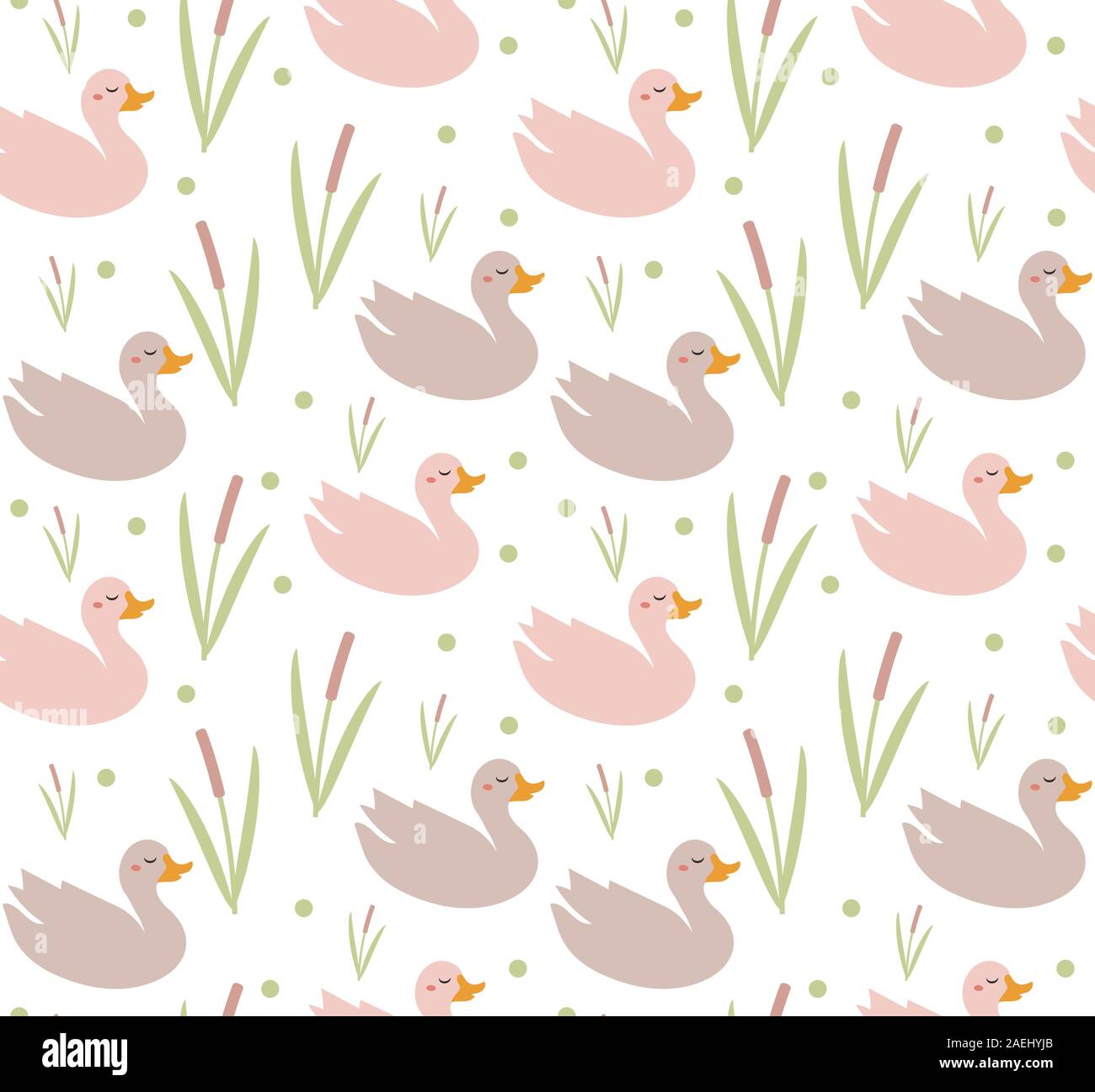Cute ducks seamless pattern, endless texture. Vector illustration Stock ...