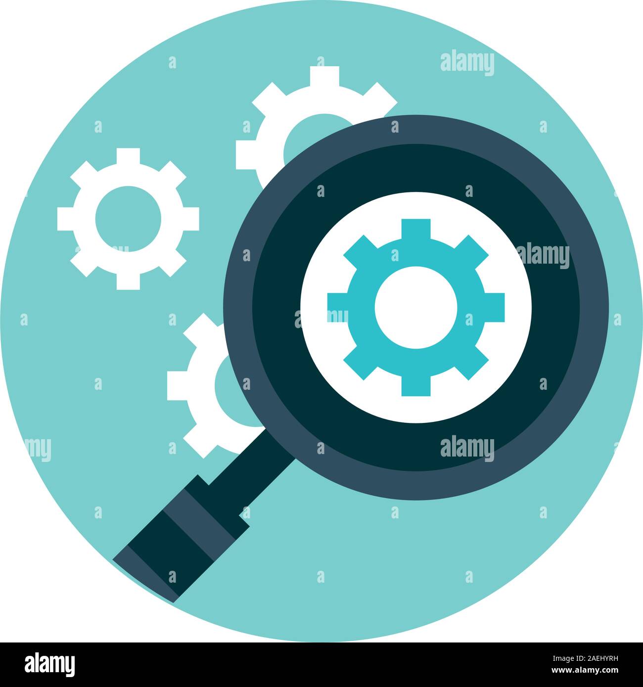 digital marketing magnifier analysis settings gear vector illustration ...