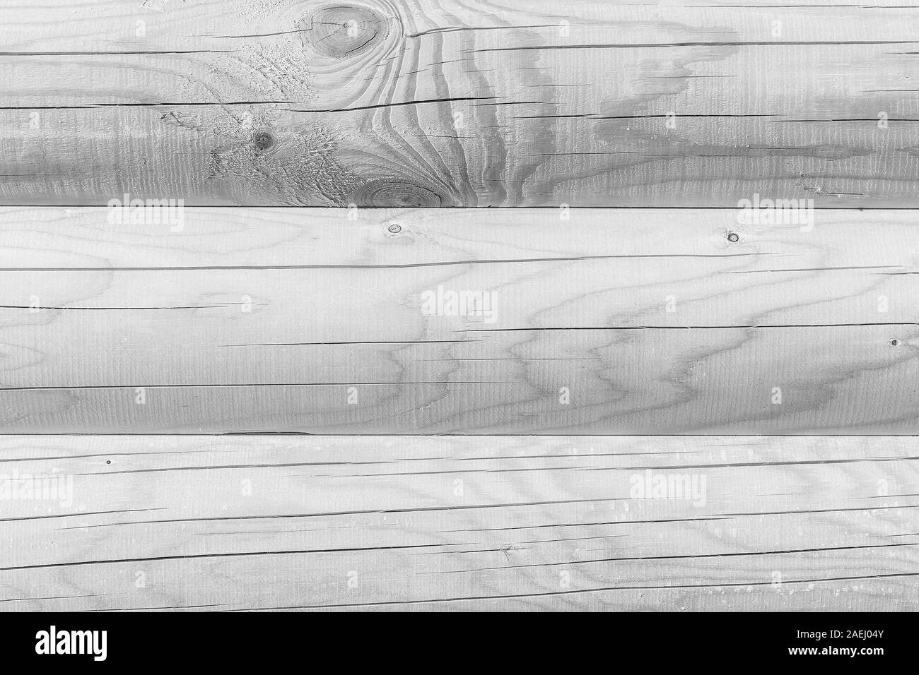 Wooden wall from white logs as a background texture. Monochrome Stock ...