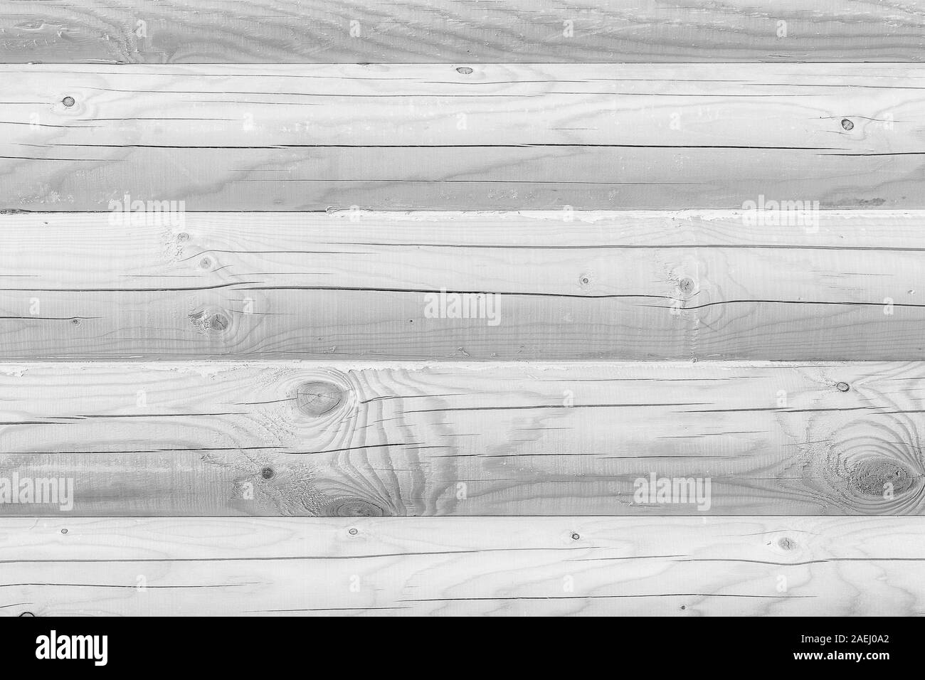 Wooden wall from white logs as a background texture. Monochrome Stock ...