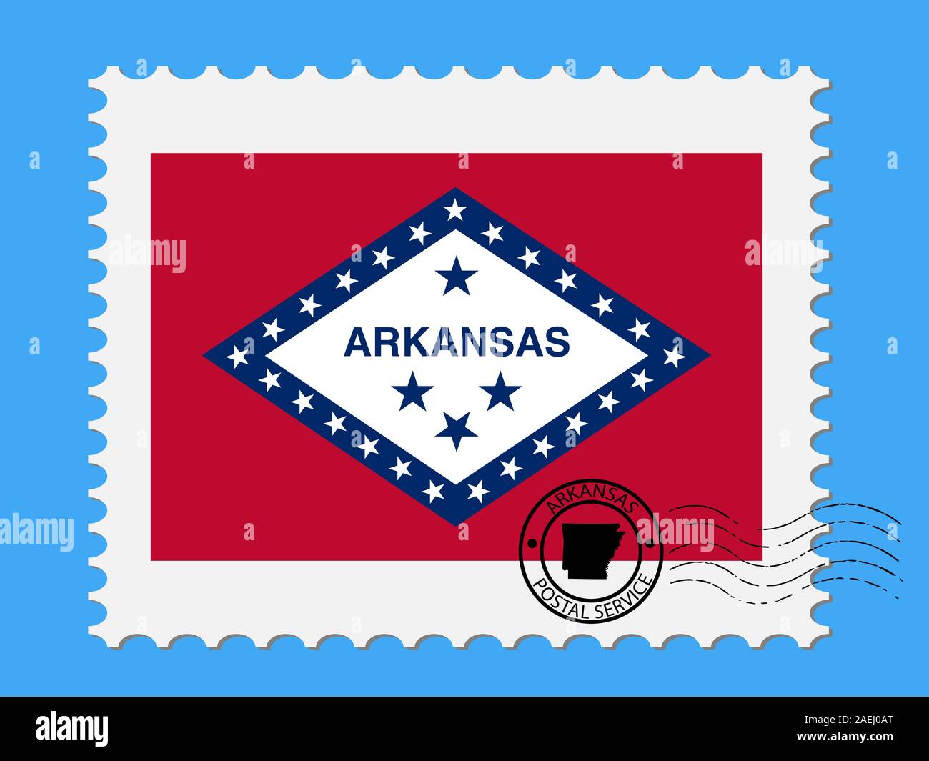 U.S. state of Arkansas Flag with Postage Stamp Vector illustration Eps ...
