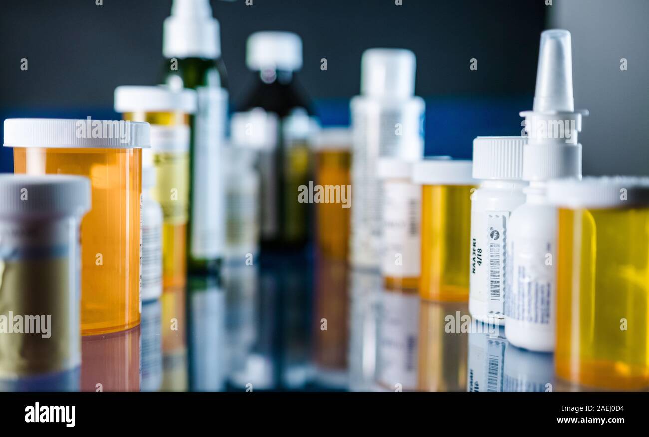 A multitude of different drug containers Stock Photo - Alamy