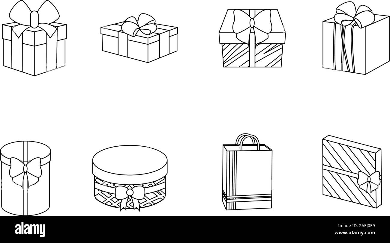 Christmas design gift boxes Black and White Stock Photos & Images - Alamy