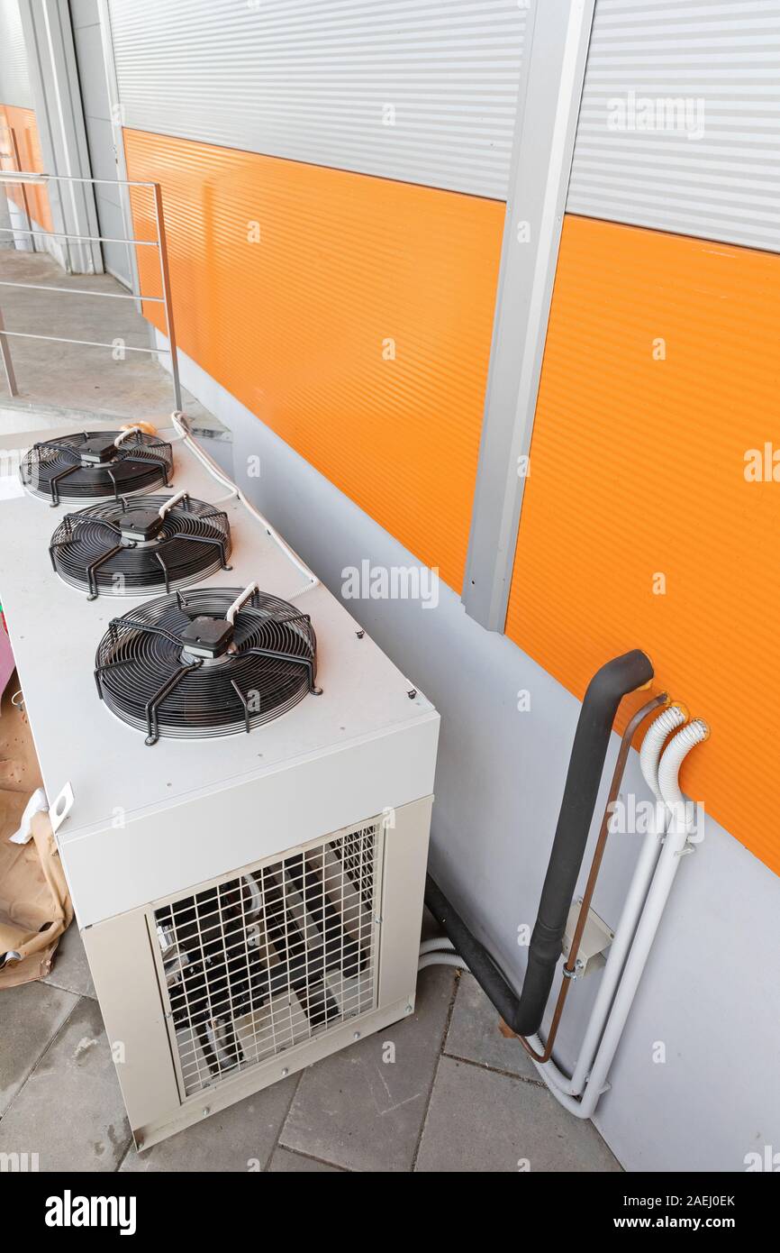 Air conditioner hvac unit at warehouse building hi-res stock ...