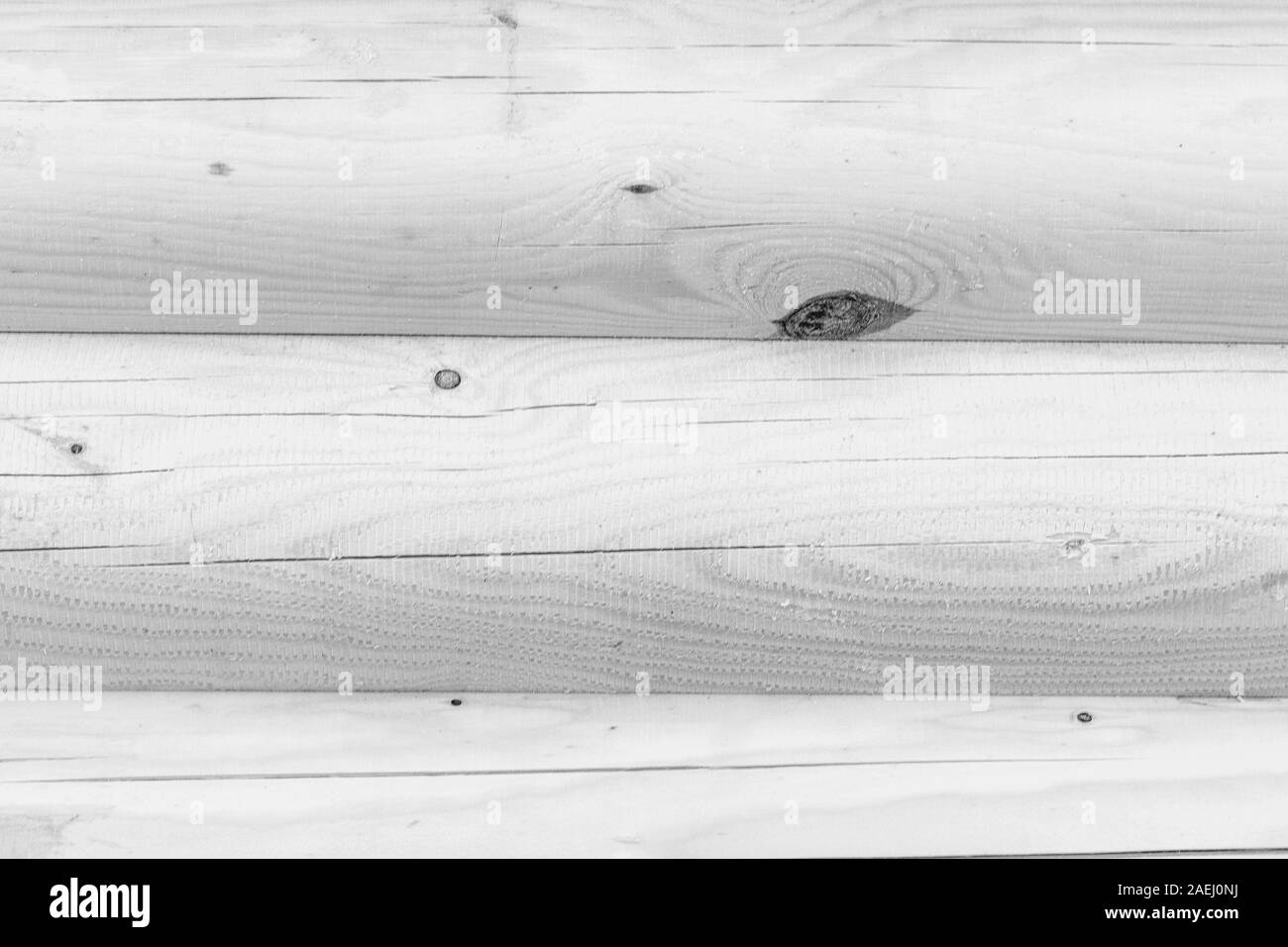 Wooden wall from white logs as a background texture. Monochrome Stock ...