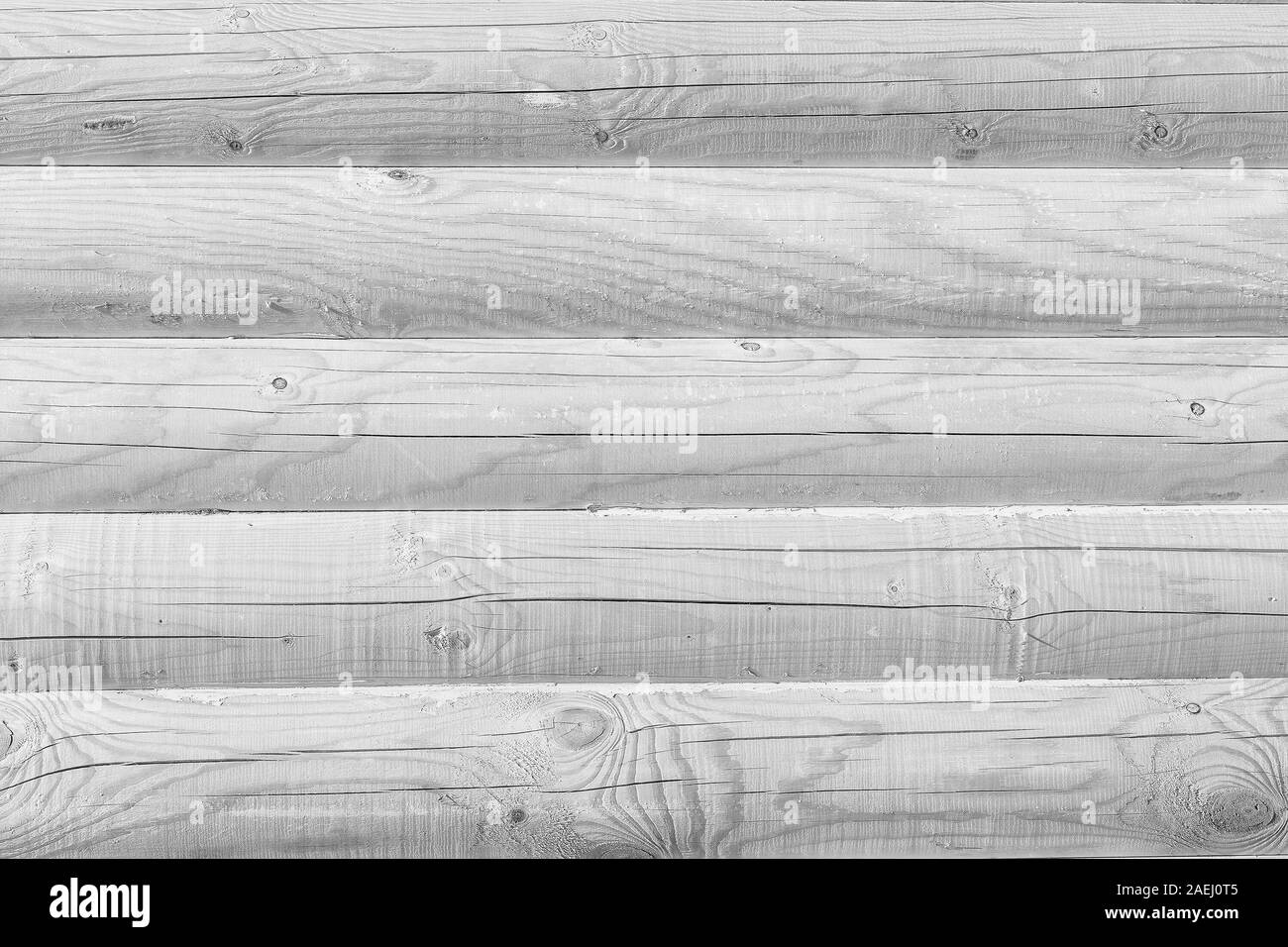 Wooden wall from white logs as a background texture. Monochrome Stock ...