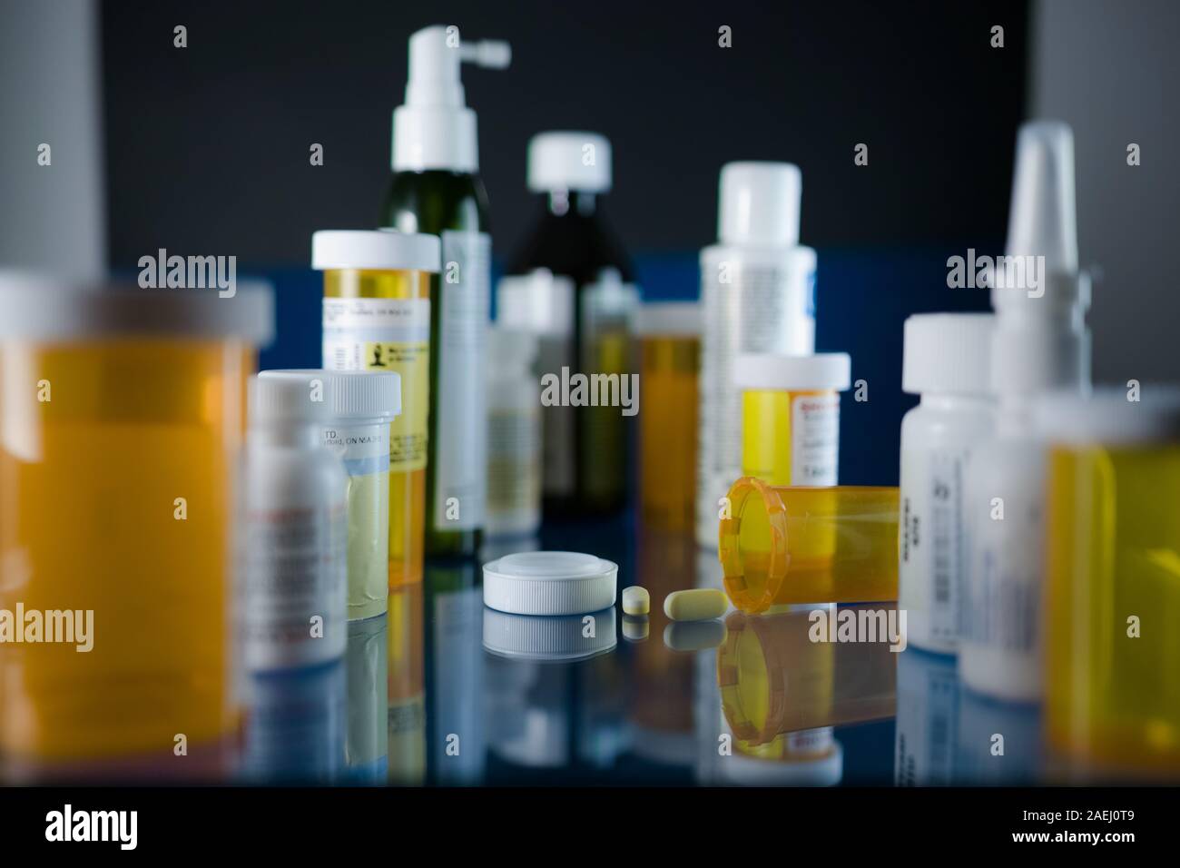 A multitude of different drug containers. In the midst of them, one ...