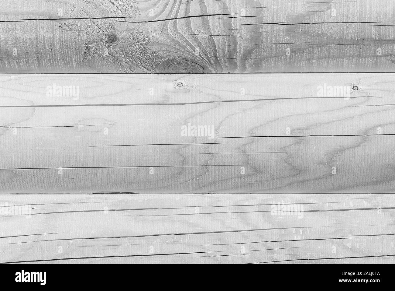 Wooden wall from white logs as a background texture. Monochrome Stock ...