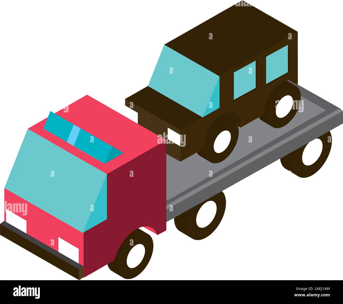 car towing truck service transport vehicle isometric icon vector ...