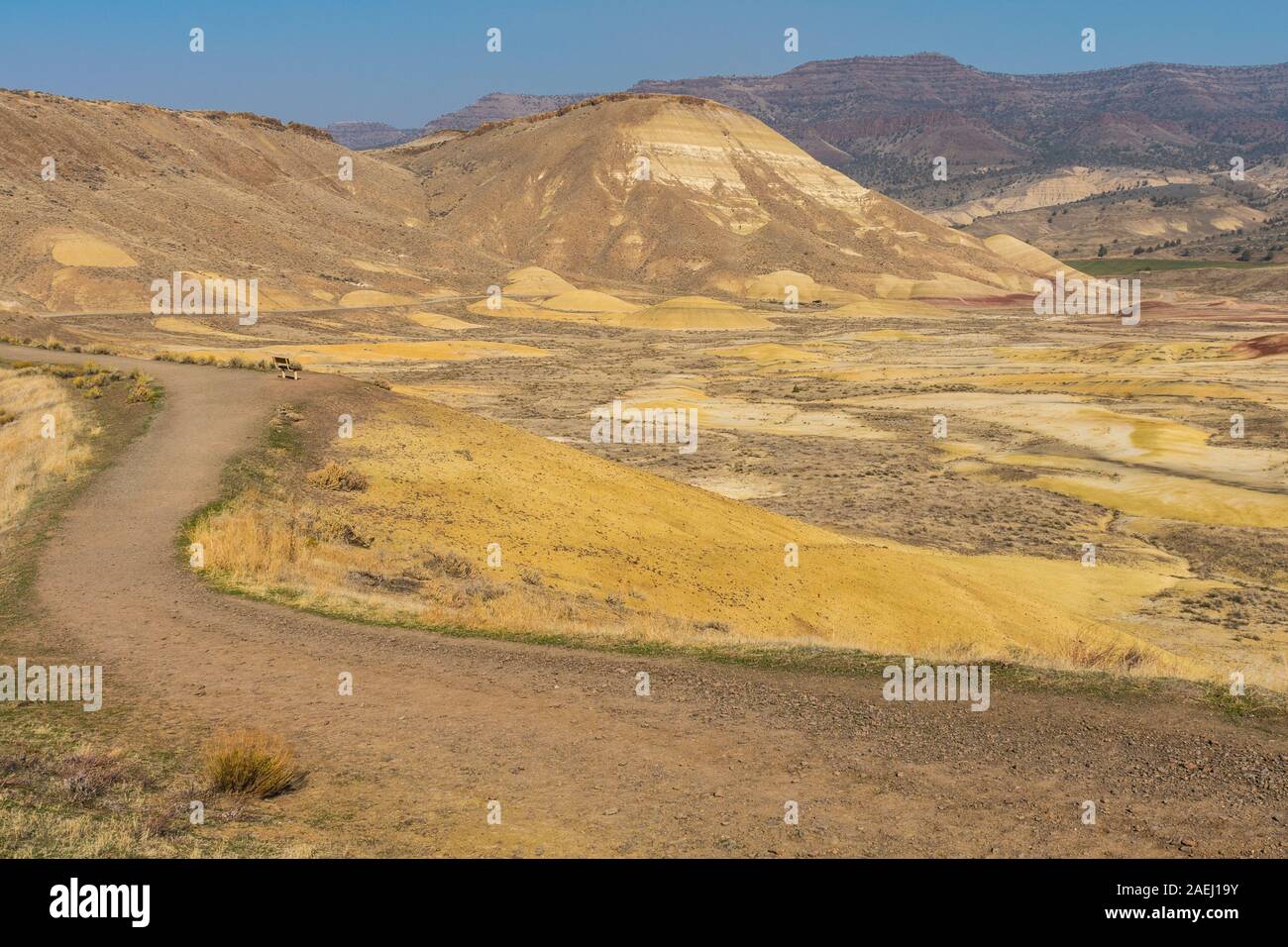 Views of the arid and colorful landscape of Painted Hills Stock Photo ...